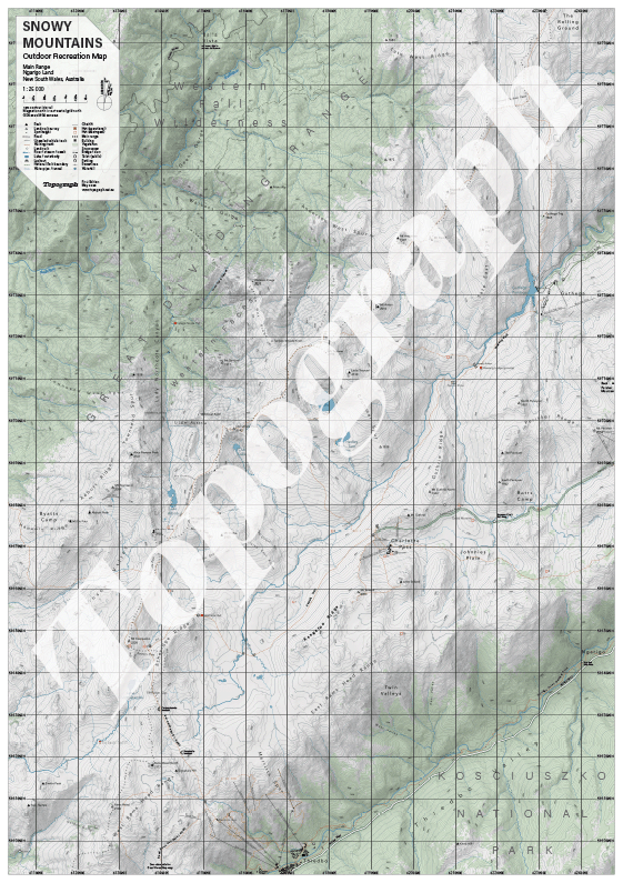 Topograph Snowy Mountains A1 Topographic Map — Alpsport